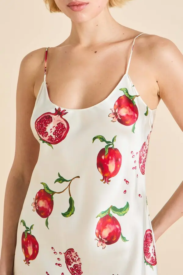 Olivia Von Halle Venus Allegra Pomegranate Slip Dress - Ivory