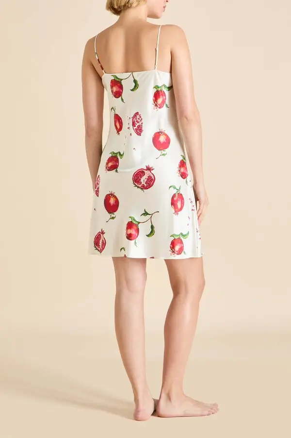 Olivia Von Halle Venus Allegra Pomegranate Slip Dress - Ivory