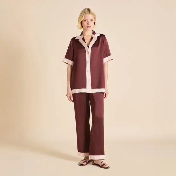 Olivia Von Halle Tilda Bordeaux Pajamas - Burgundy