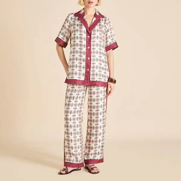 Olivia Von Halle Tilda Cipriani Geometric Pajamas - Ivory
