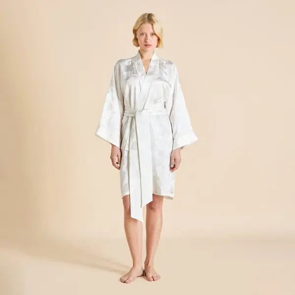 Olivia Von Halle Mimi Liliana Floral Robe - Ivory