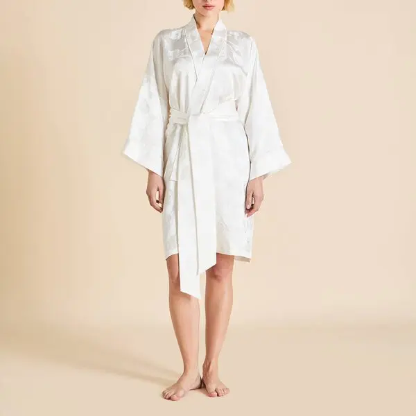Olivia Von Halle Mimi Liliana Floral Robe - Ivory