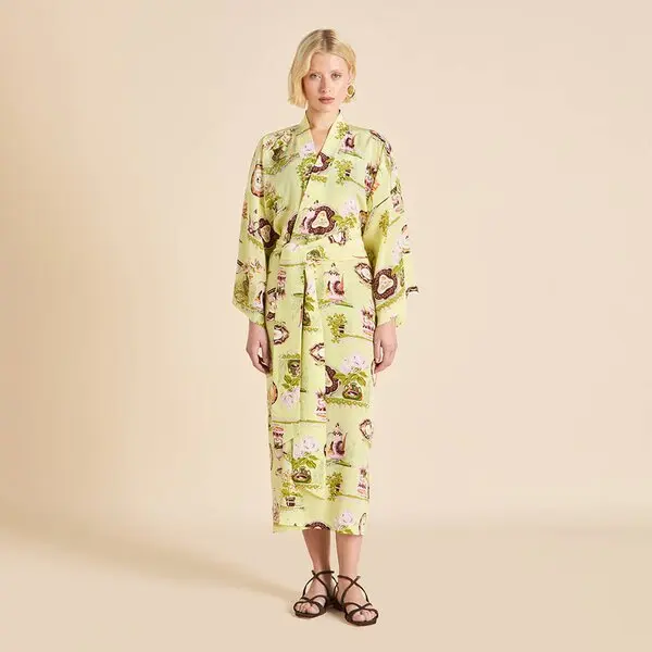 Olivia Von Halle Amaya Aulenti Plate Robe - Green