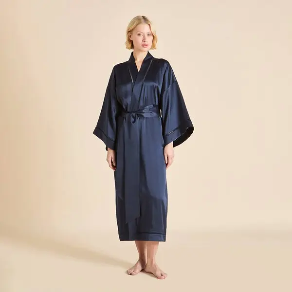 Olivia Von Halle Gloria Navy Robe - Navy Blue
