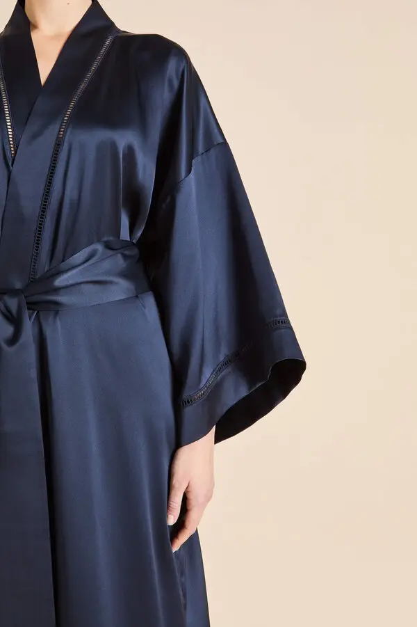 Olivia Von Halle Gloria Navy Robe - Navy Blue