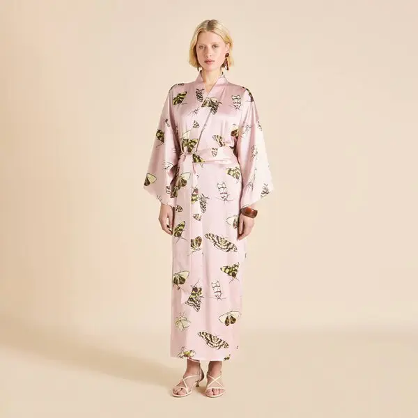 Olivia Von Halle Queenie Elda Moth Robe - Pink