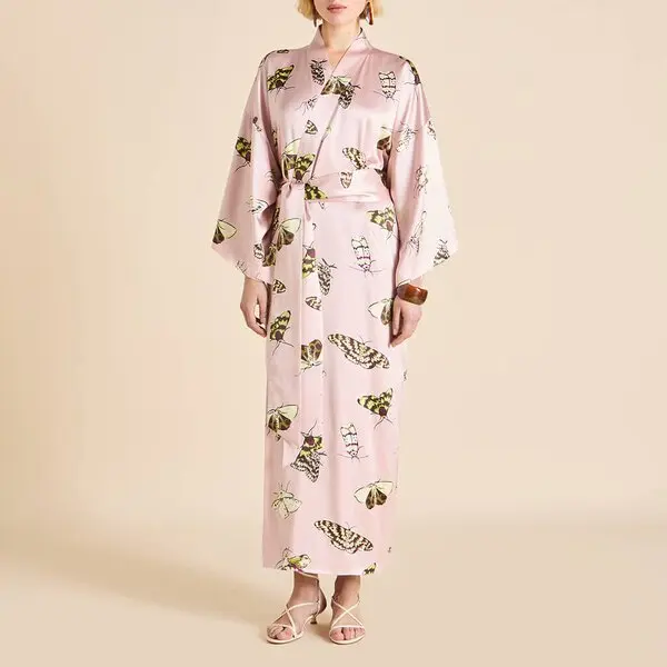 Olivia Von Halle Queenie Elda Moth Robe - Pink