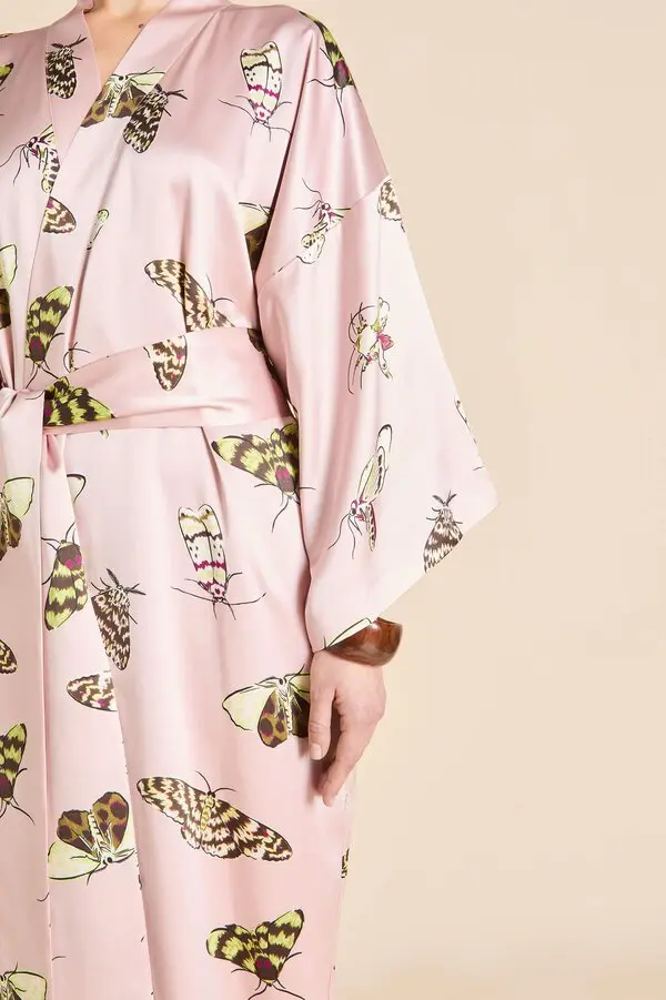 Olivia Von Halle Queenie Elda Moth Robe - Pink