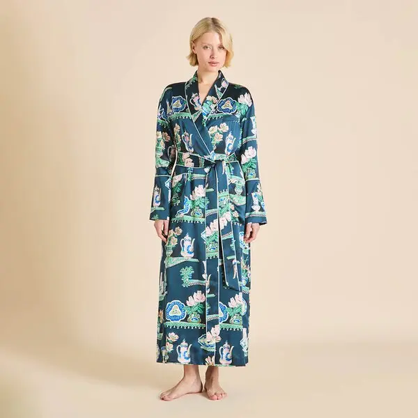 Olivia Von Halle Capability Giotto Plate Robe - Blue