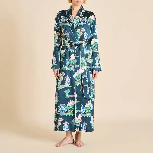 Olivia Von Halle Capability Giotto Plate Robe - Blue