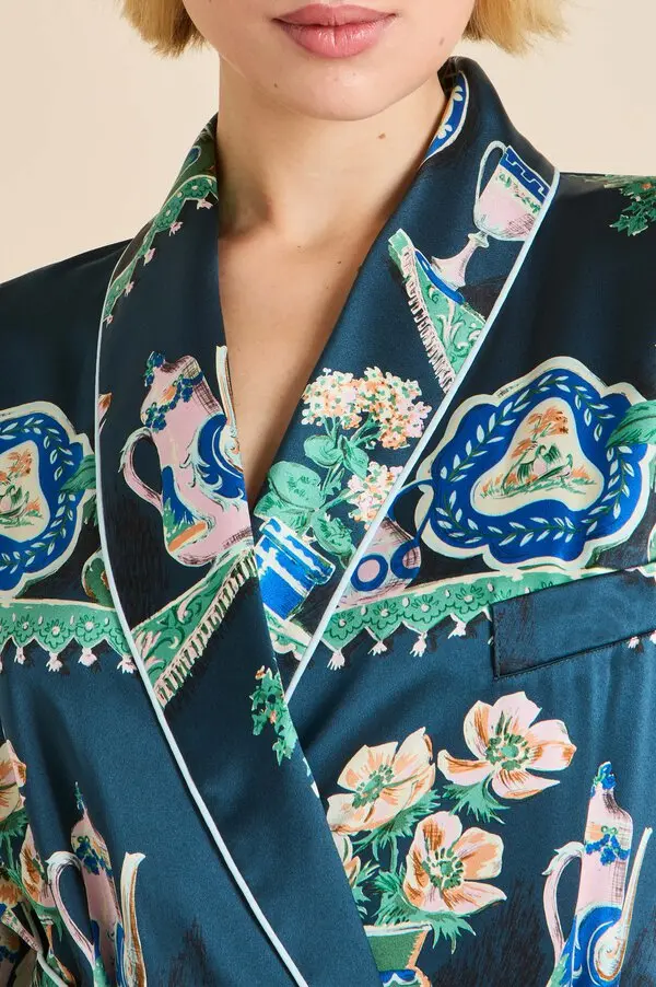 Olivia Von Halle Capability Giotto Plate Robe - Blue