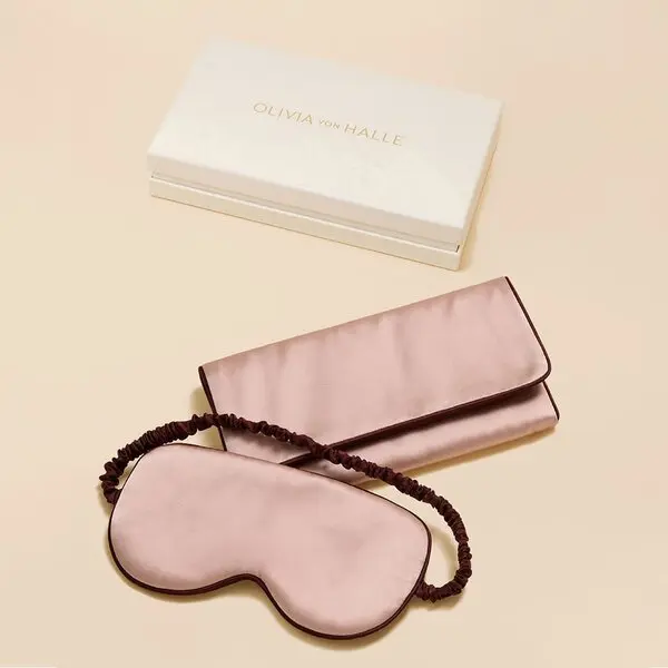 Olivia Von Halle Eye Mask With Pouch - Pink