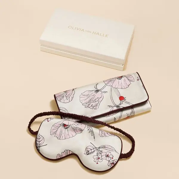 Olivia Von Halle Audrey Rosalia Floral Eye Mask - Ivory