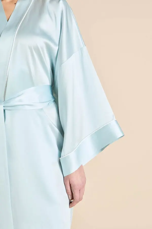 Olivia Von Halle Mimi Powder Blue Robe - Ivory