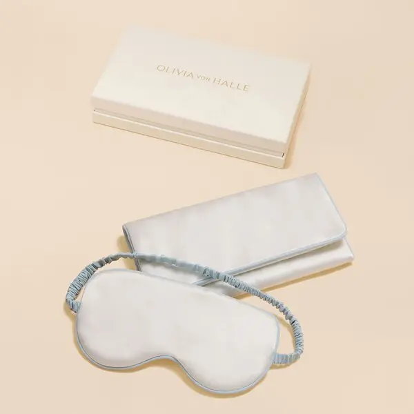 Olivia Von Halle Audrey Powder Blue Eye Mask - Ivory