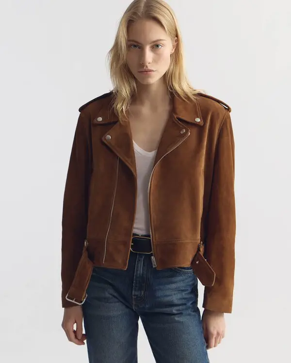 NILI LOTAN Evel Biker Suede Jacket
