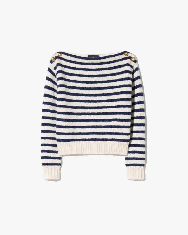 NILI LOTAN Tandy Cashmere Sweater - Ivory/marine Stripe