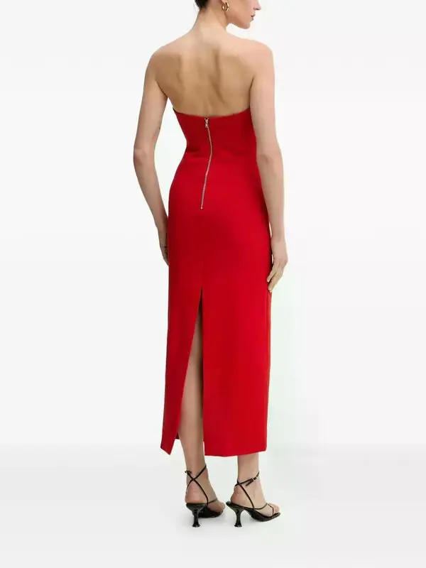 Bardot Rosalyn Strapless V-neck Midi Dress - Red