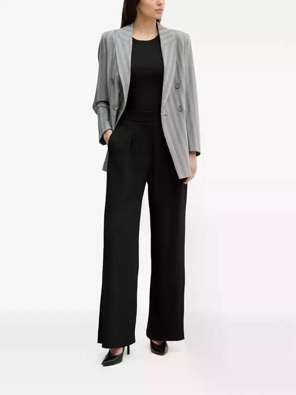 Sisley Striped Double-breasted Blazer - Grey