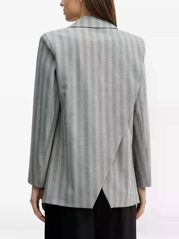 Sisley Striped Double-breasted Blazer - Grey