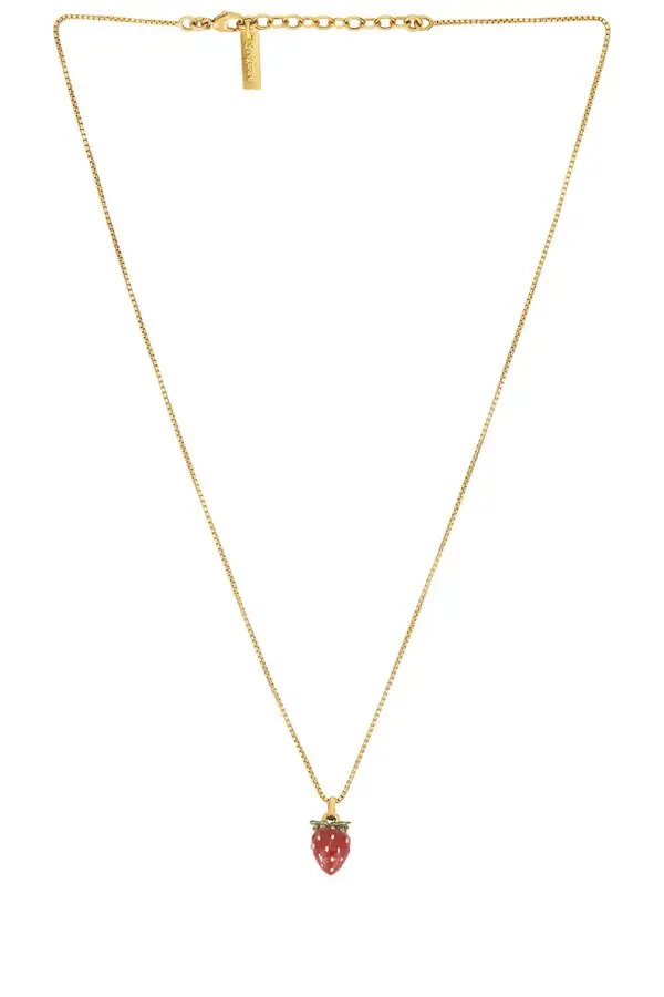 Saint Laurent Strawberry Pendant Necklace - Dore  Vert  & Rouge