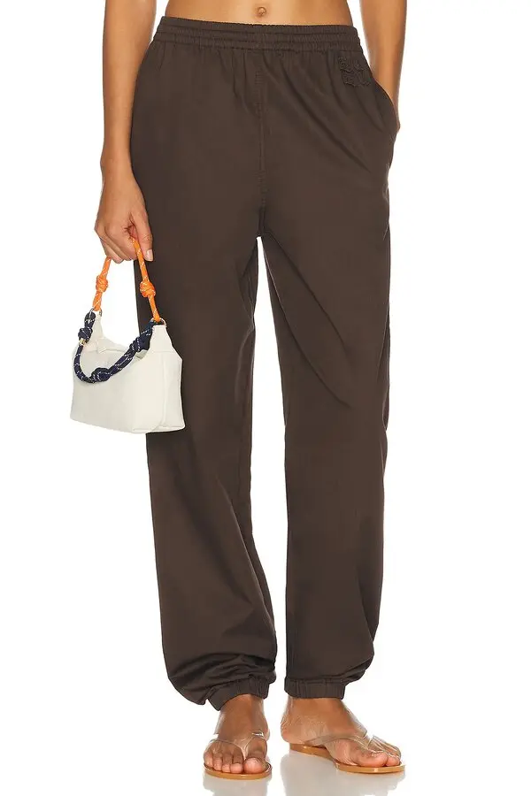 Miu Miu Track Pant In Brown - Cacao & Kaki
