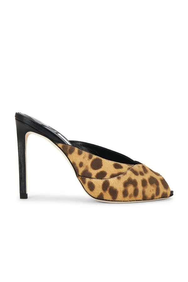 JIMMY CHOO Brigitte Leopard Print Pony 100 Mule In Brown - Natural