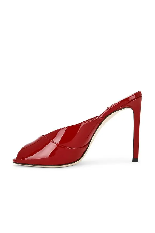 JIMMY CHOO Brigitte Patent Leather 100 Mule - Ruby Red