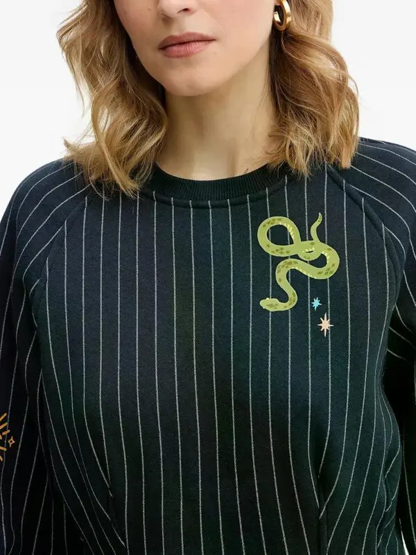 NEVER FULLY DRESSED Striped Embellished Crewneck Sweatshirt