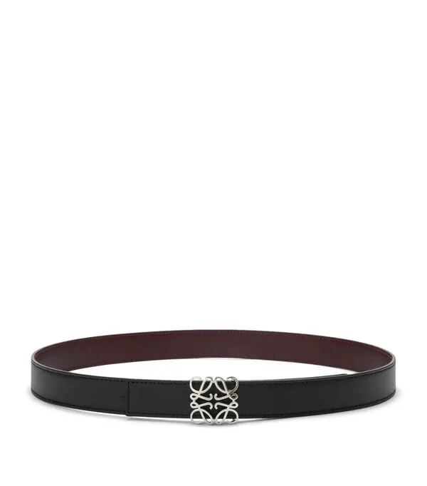 Loewe Leather Reversible Anagram Bombé Belt - Black