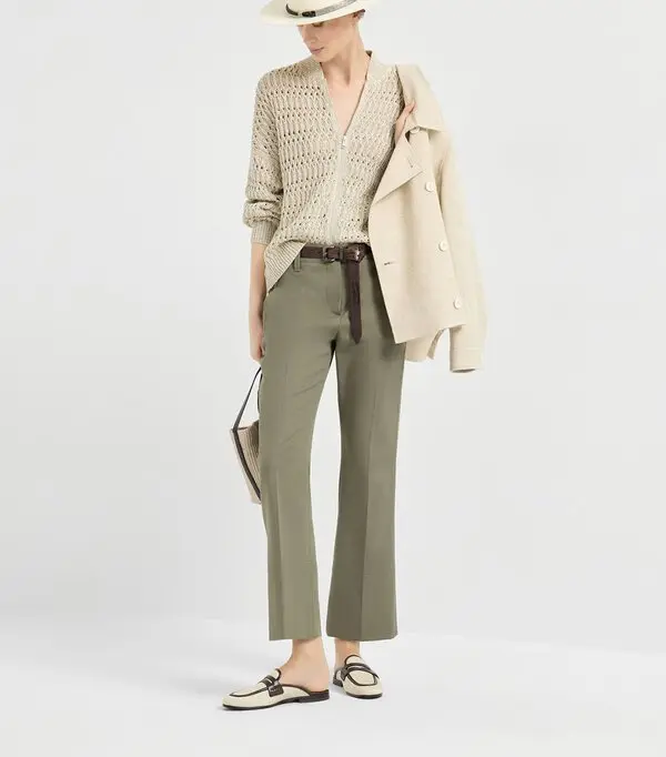 Brunello Cucinelli Stretch-cotton Flared Trousers