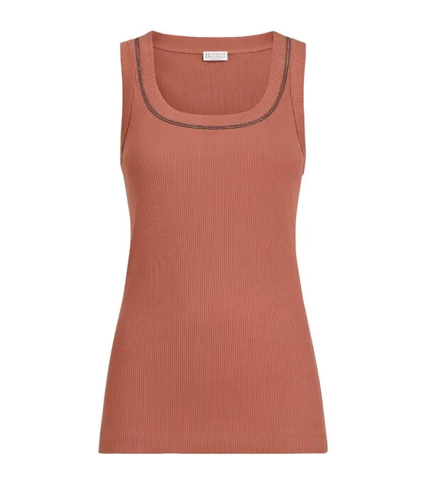 Brunello Cucinelli Stretch-cotton Ribbed Tank Top - Red