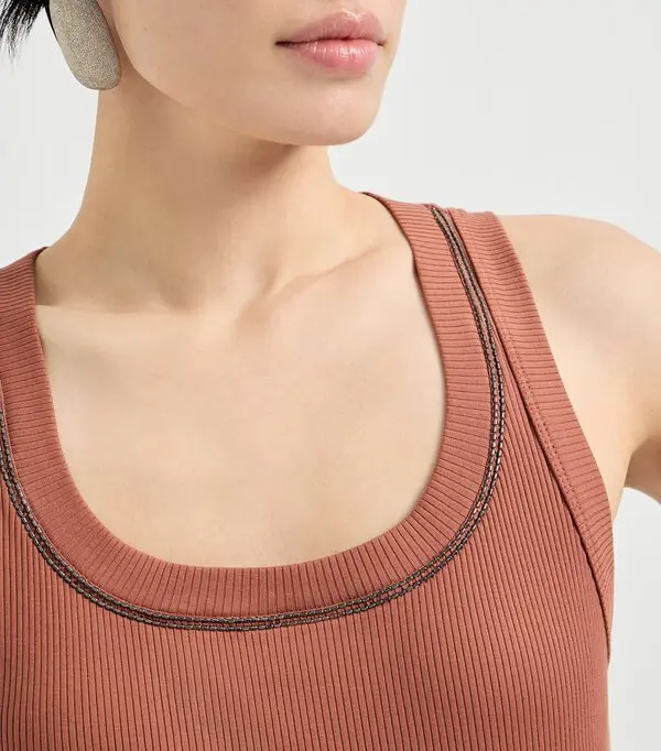 Brunello Cucinelli Stretch-cotton Ribbed Tank Top - Red