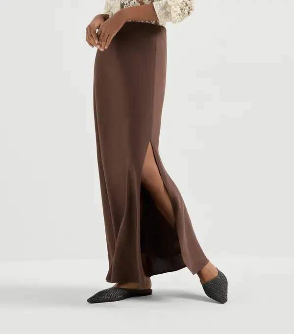 Brunello Cucinelli Twill Maxi Skirt - Brown