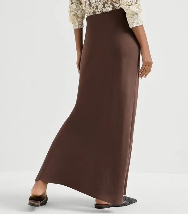 Brunello Cucinelli Twill Maxi Skirt - Brown