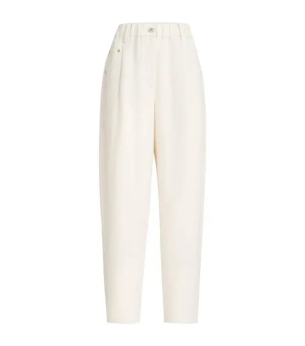 Brunello Cucinelli Embellished Straight Trousers - White