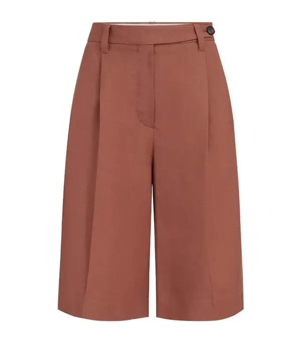 Brunello Cucinelli Twill Pleated Shorts - Red