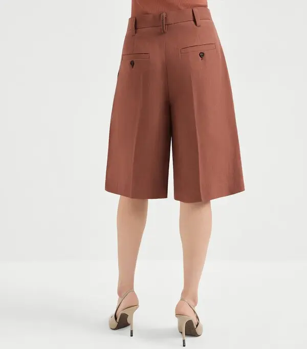 Brunello Cucinelli Twill Pleated Shorts - Red