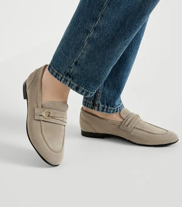 Brunello Cucinelli Suede Horsebit Loafers - Beige