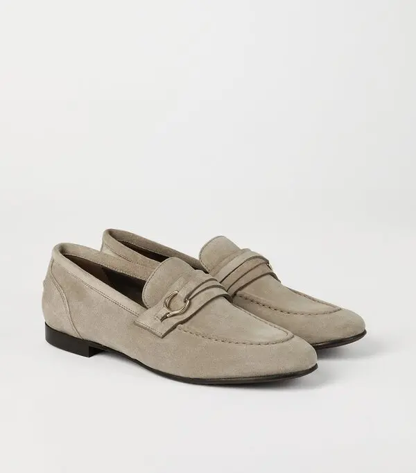 Brunello Cucinelli Suede Horsebit Loafers - Beige