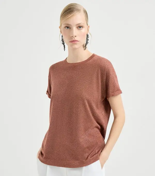 Brunello Cucinelli Cashmere-blend Sparkling T-shirt - Red