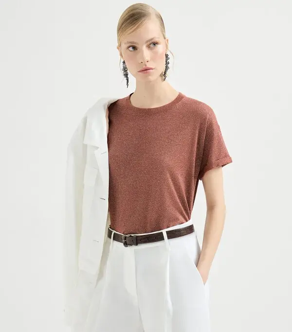 Brunello Cucinelli Cashmere-blend Sparkling T-shirt - Red