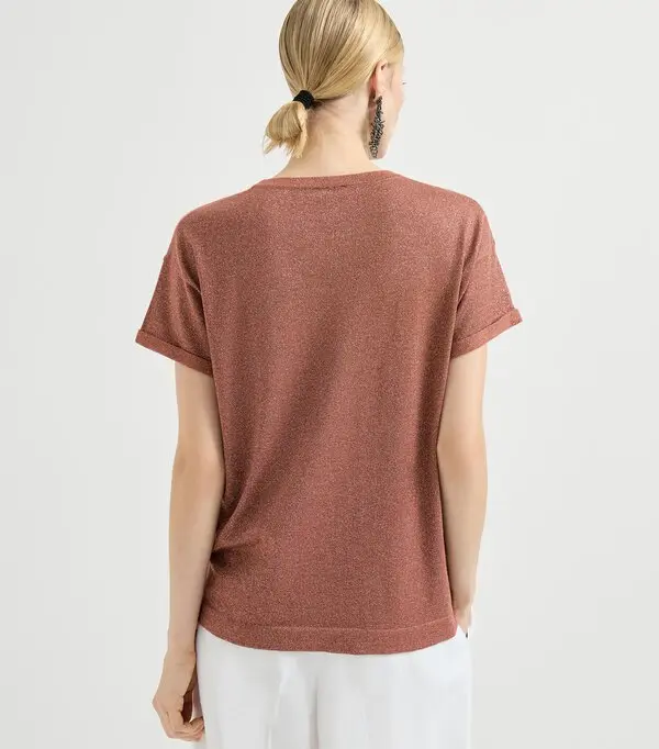 Brunello Cucinelli Cashmere-blend Sparkling T-shirt - Red