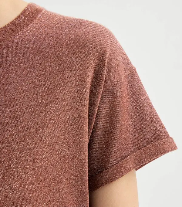 Brunello Cucinelli Cashmere-blend Sparkling T-shirt - Red