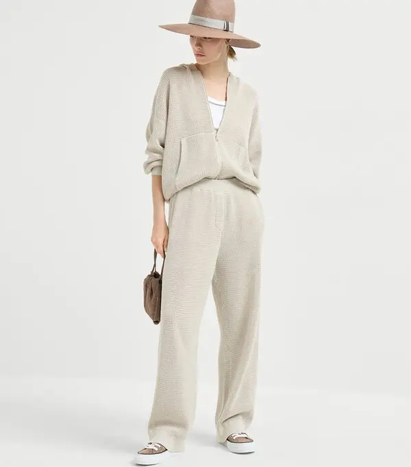 Brunello Cucinelli Cotton-blend Knitted Trousers - Beige