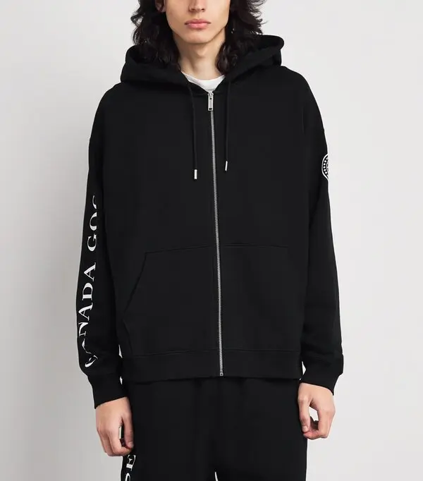 Canada Goose Organic Cotton Graphic Rove Zip-up Hoodie - Black