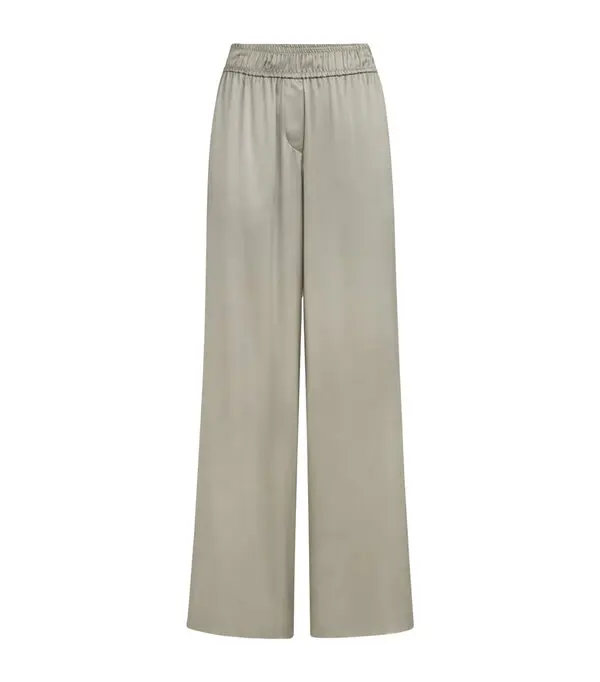 Brunello Cucinelli Silk-blend Satin Track Trousers - Green