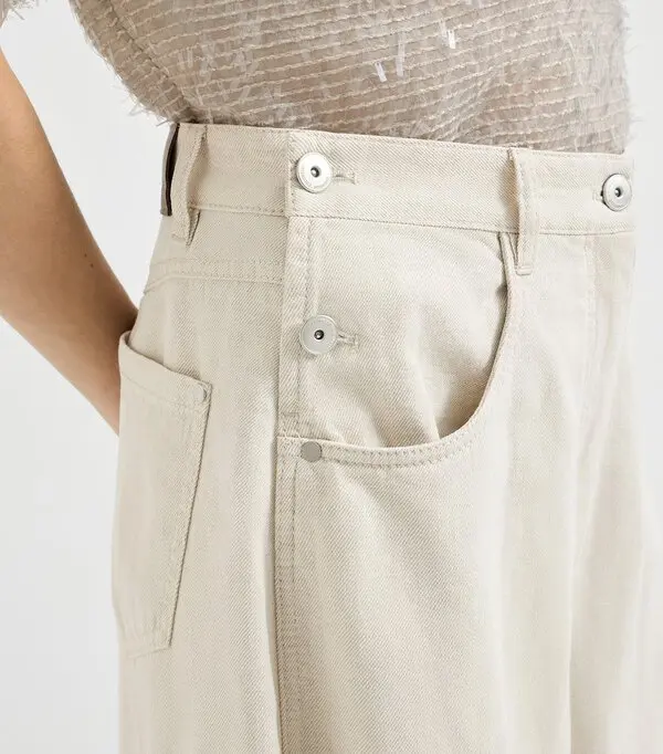 Brunello Cucinelli Wide-leg Cotton-linen Trousers - Beige