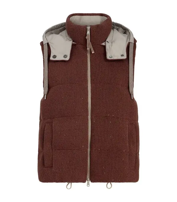 Brunello Cucinelli Stretch-cotton Down Gilet - Red