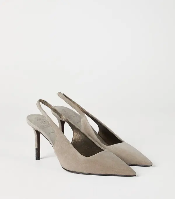 Brunello Cucinelli Suede Slingback Pumps 80